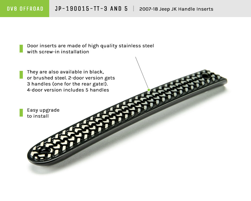 D-JP-190015-TT-3 - 07-18 Jeep JK 2-Door Tire Tread Door Handle Inserts ...